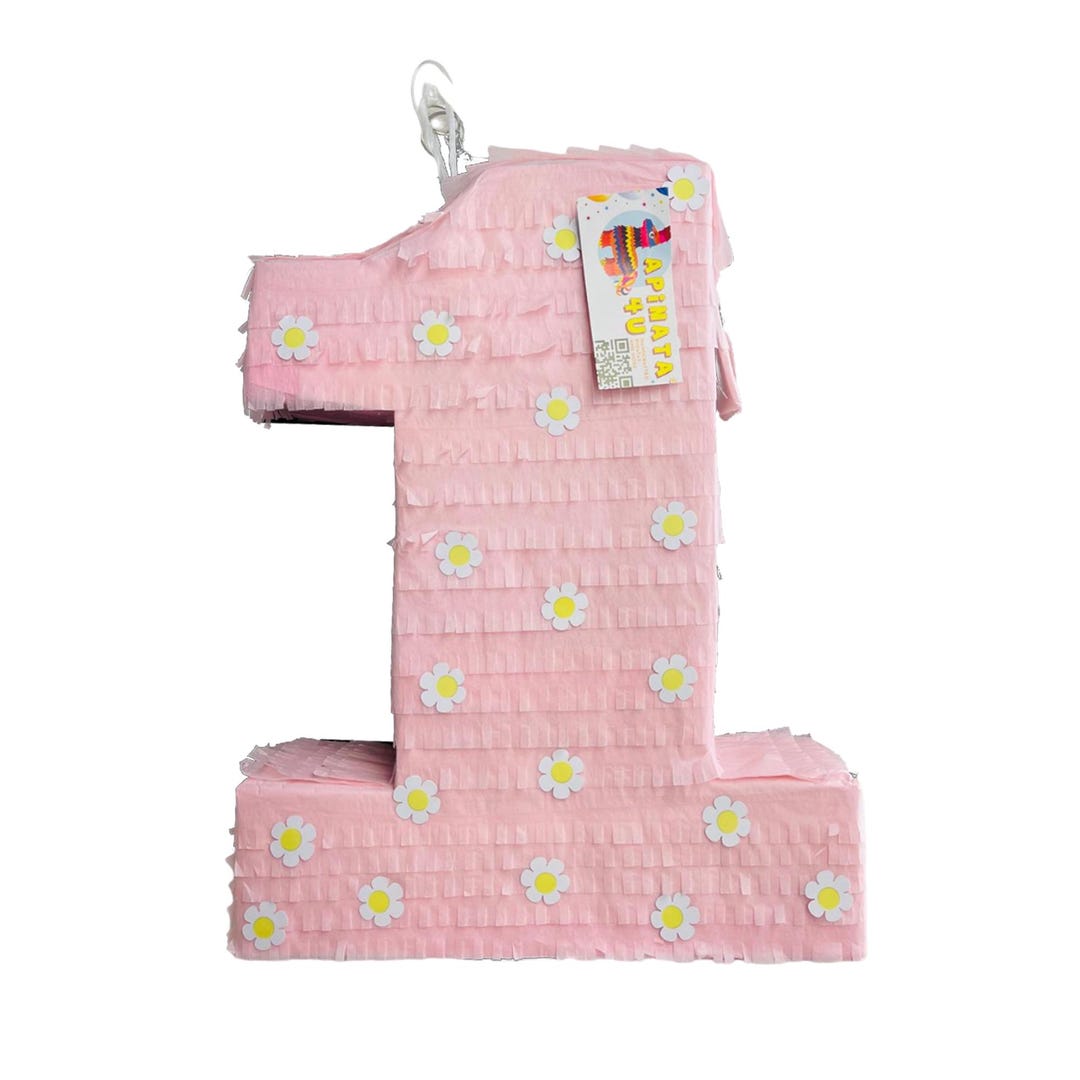 Pink Number 1 Pinata for Kids, First Birthday Party Supply, Handmade ...