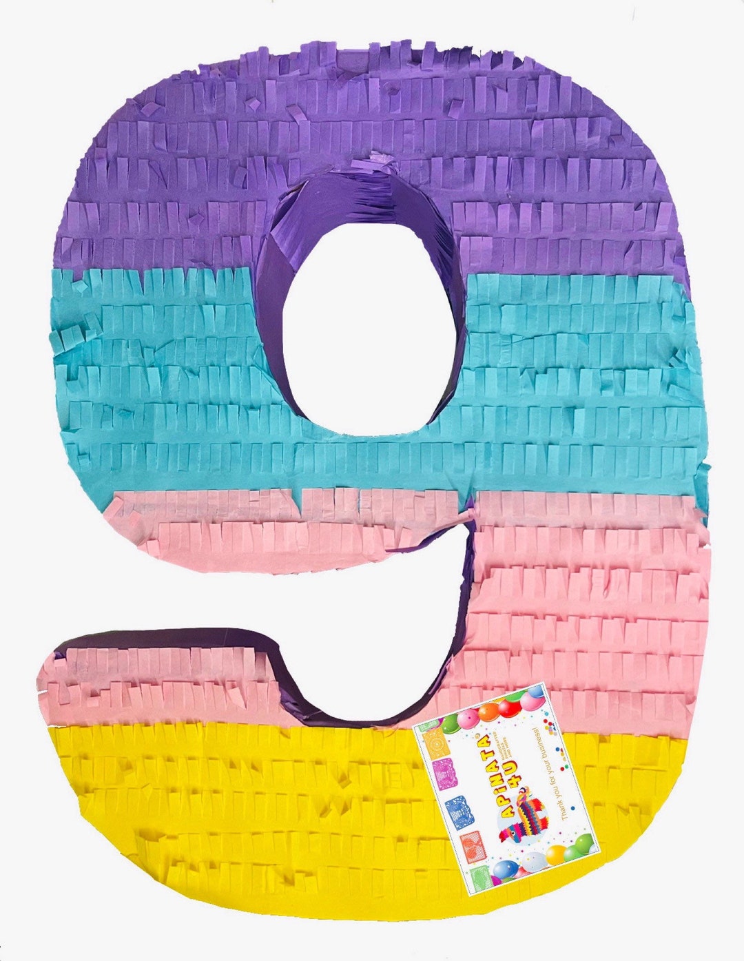 New! Number Nine Pinata Yellow Pink Teal Lavender 9th Birthday Party ...