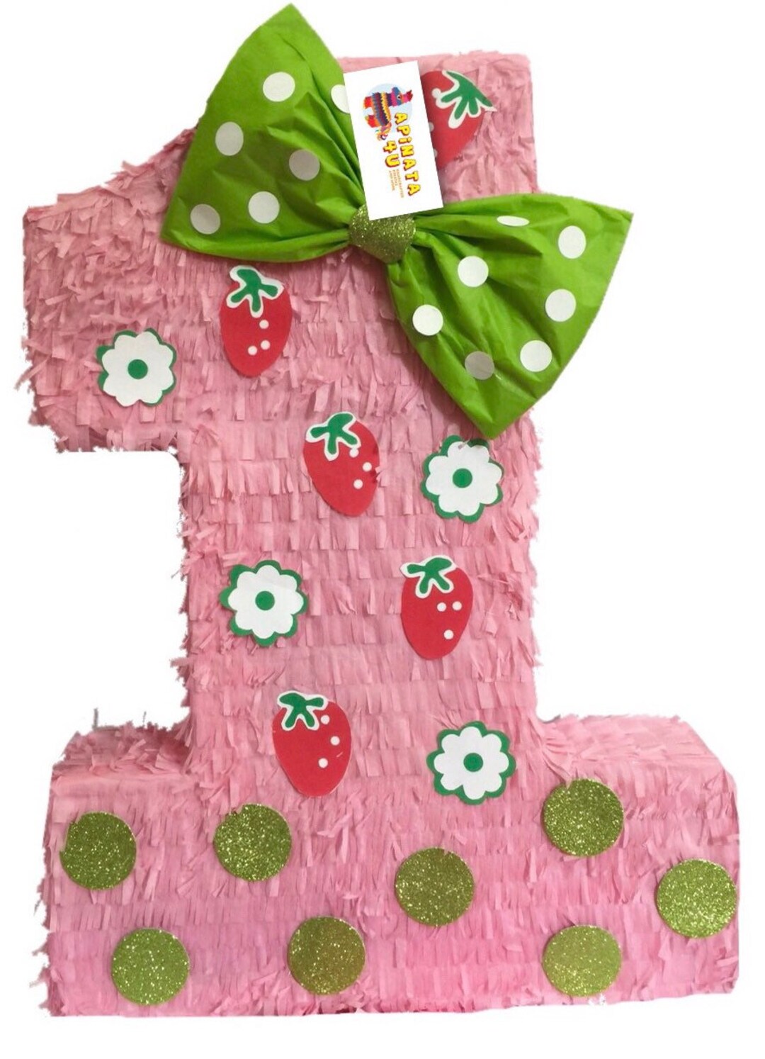 Number One Pinata With Bow, Strawberry Theme Pinata for First Birthday ...