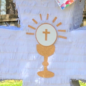 20 Inch White Cross Pinata With Gold Chalice Accents, Easter Sunday ...
