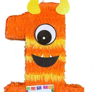 20'' Tall One Piñata Monster Theme Orange Color First - Etsy