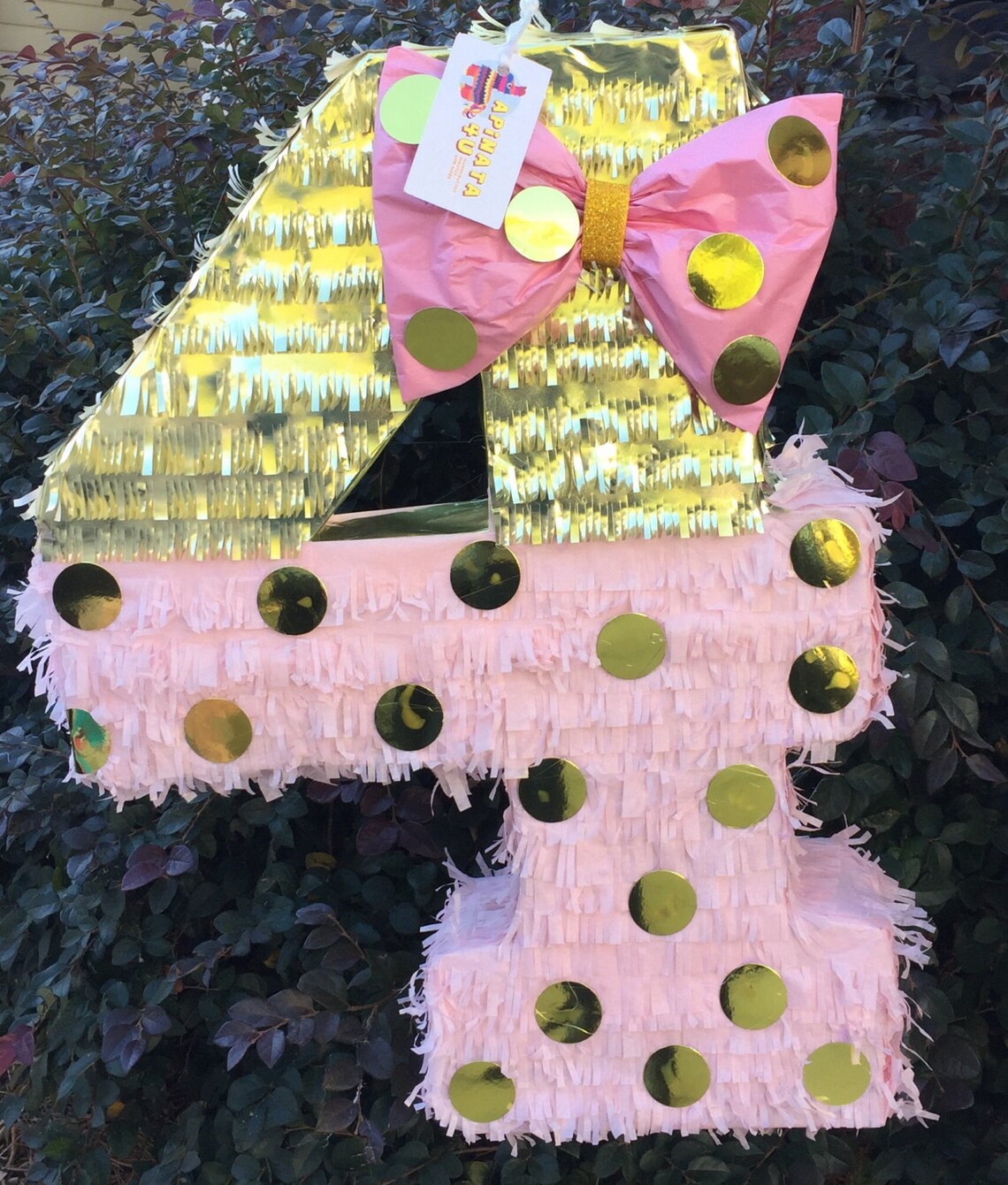 20'' Tall Number Four Pinata Light Pink & Gold - Etsy