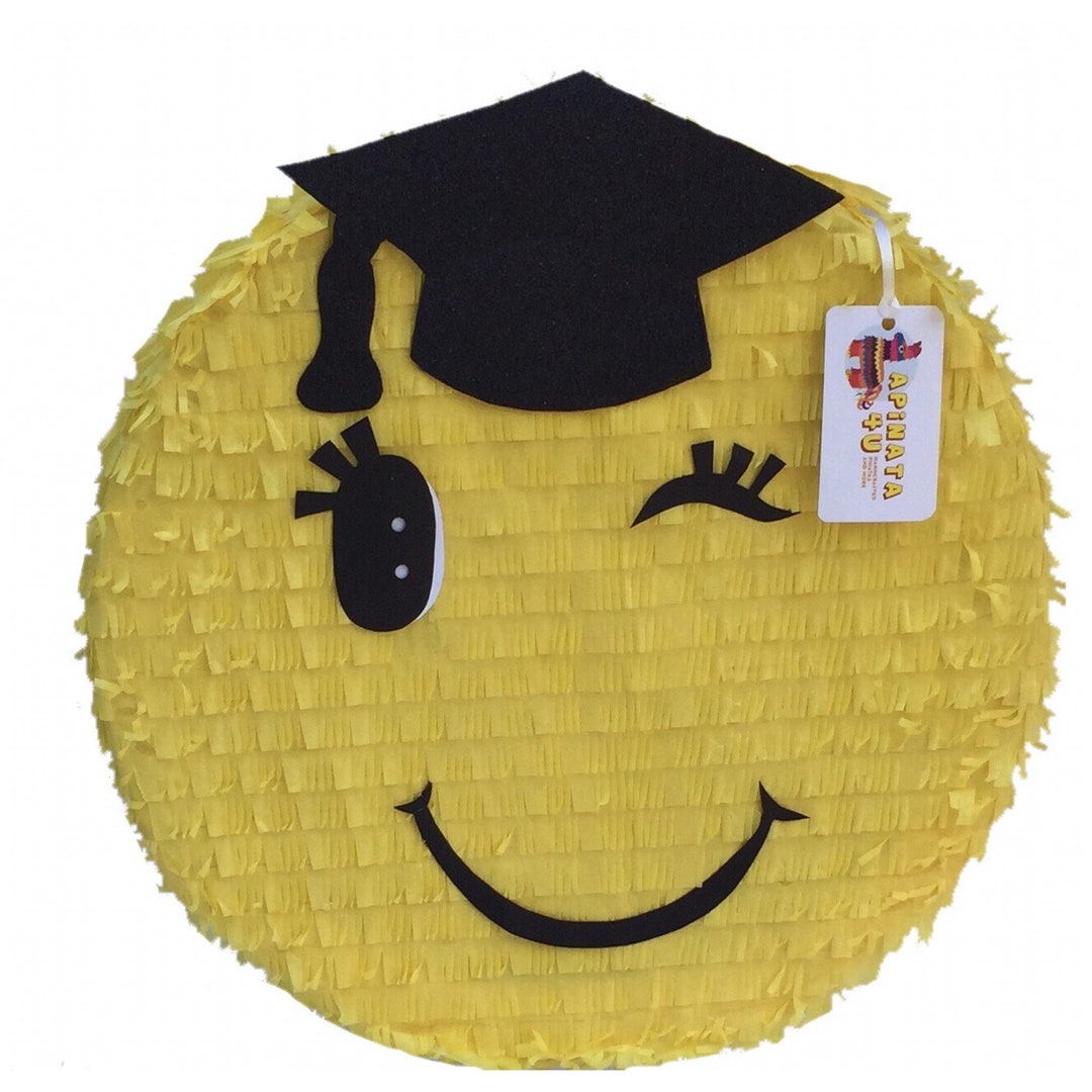 Emoticon Graduation Pinata With Black Cap, You Did It, Congrats Grad ...