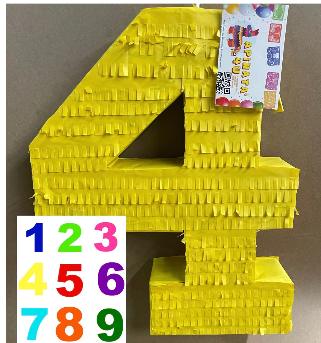 Yellow Color Number 4 Pinata, Customizable Design, 4th Birthday Party ...