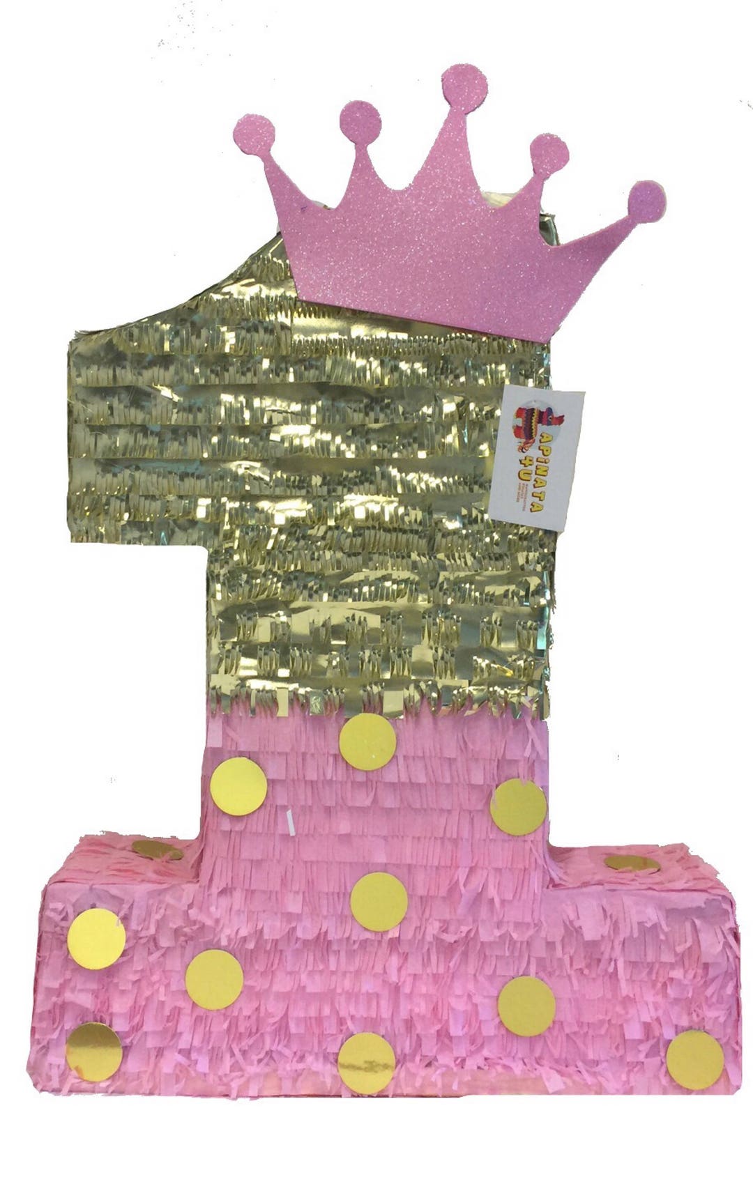 Princess Theme 20-inch Tall Number One Pinata, Pink and Gold With Pink ...