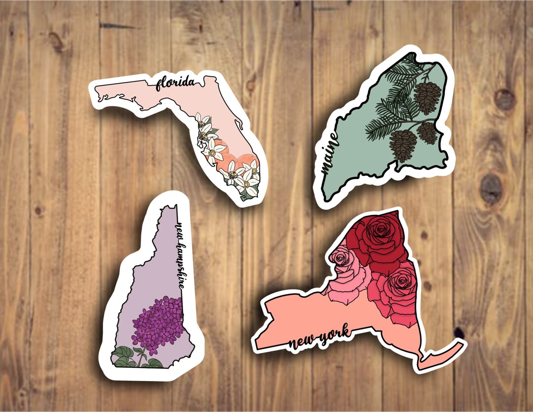 State Flower Stickers/ Water Bottle and Laptop Stickers - Etsy