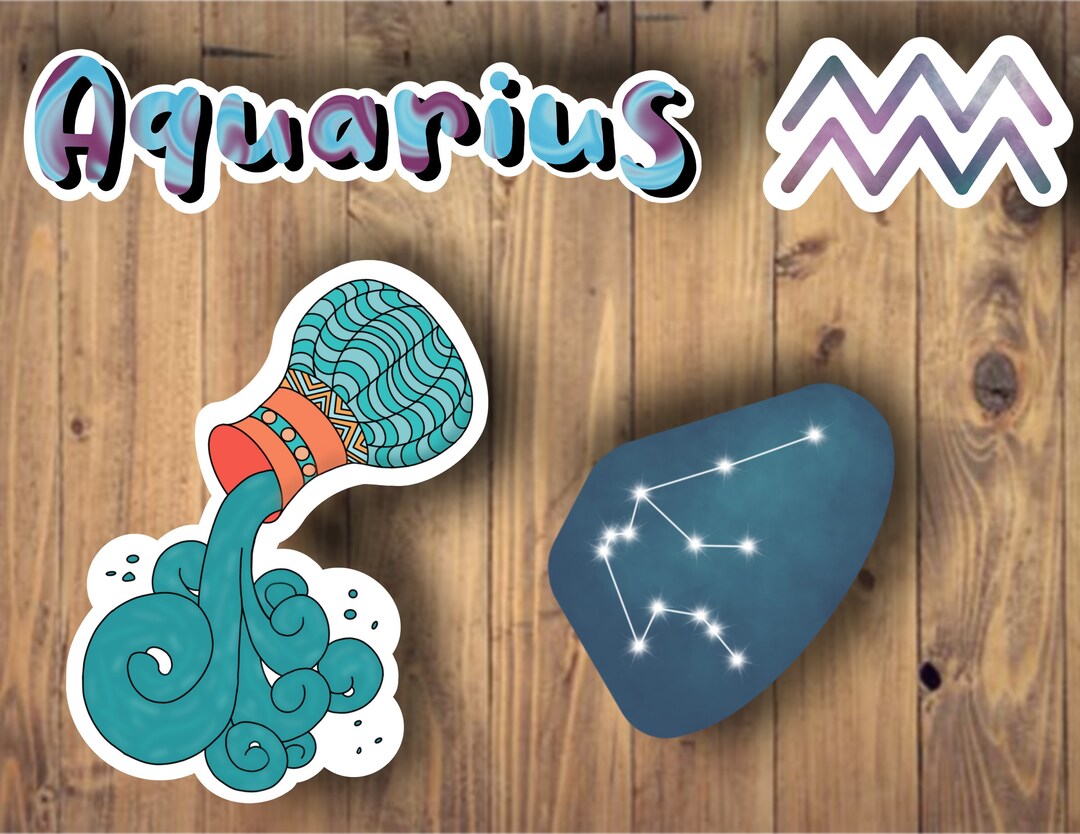 Aquarius Stickers/ Zodiac Sticker Set/ Water Bottle and Laptop Stickers ...