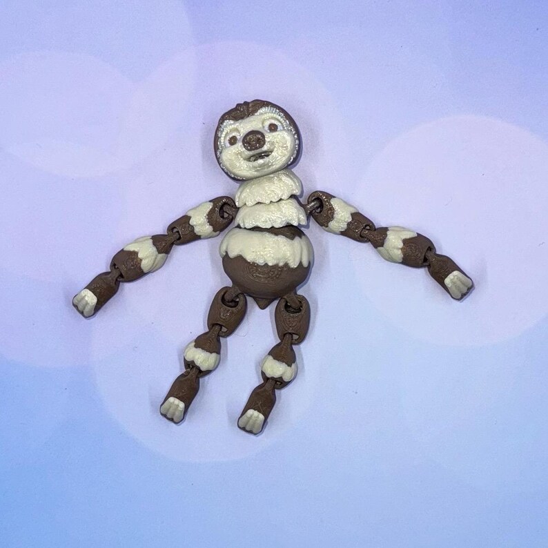 3D Printed Articulating Sloth Figurine With Articulating Head and ...