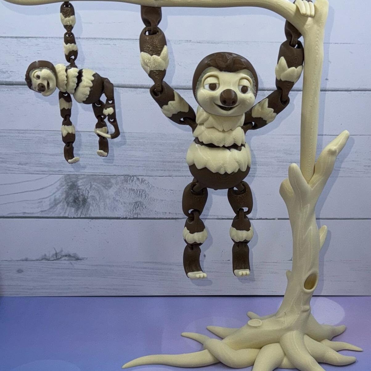 3D Printed Articulating Sloth Figurine With Articulating Head and ...