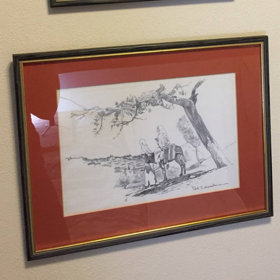 Handsome Pair of Framed Sol Schreibman Drawings - Etsy