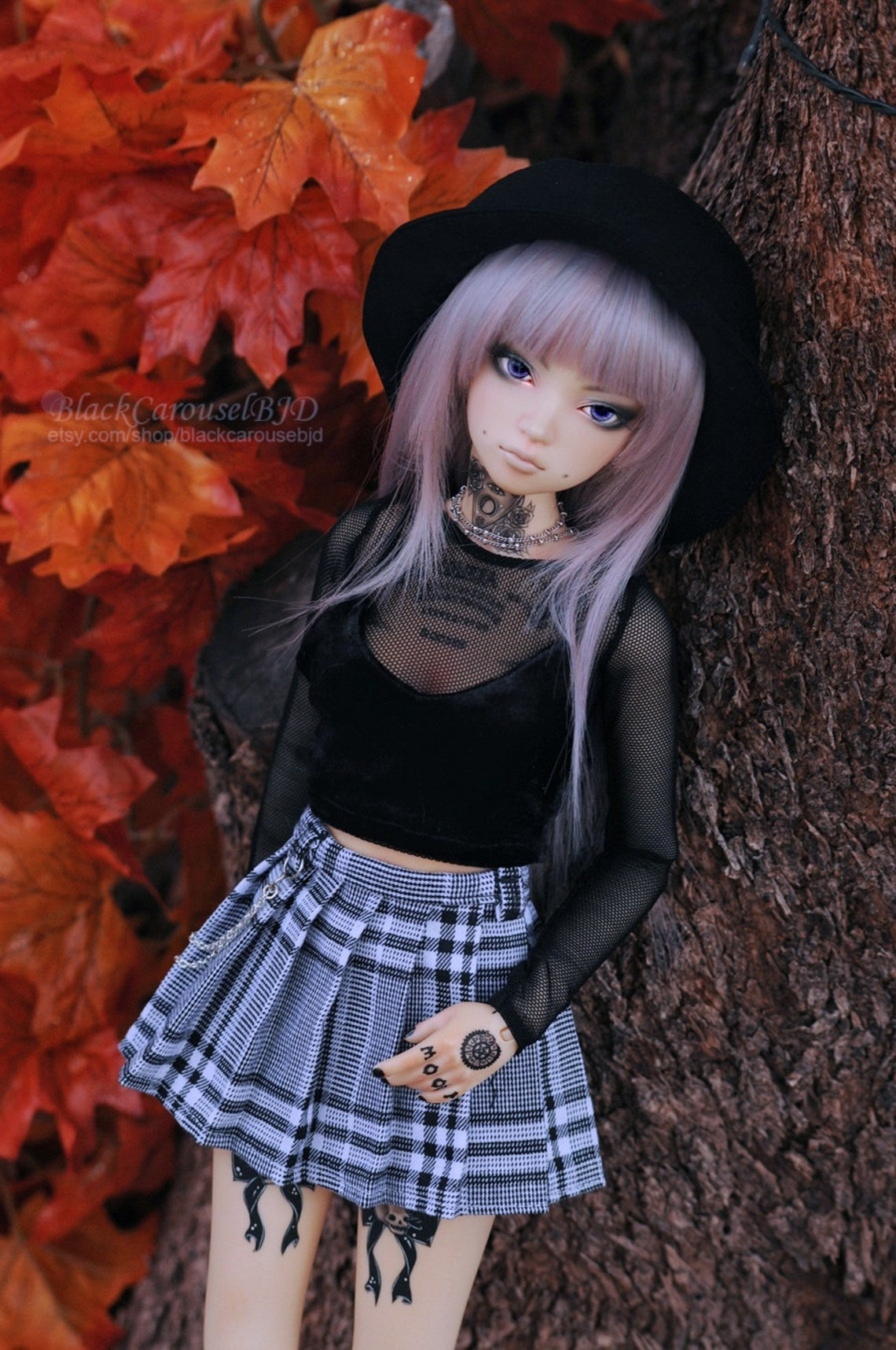Pleated Grey Plaid Skirt High Waisted Bjd Abjd Ball Jointed Doll ...