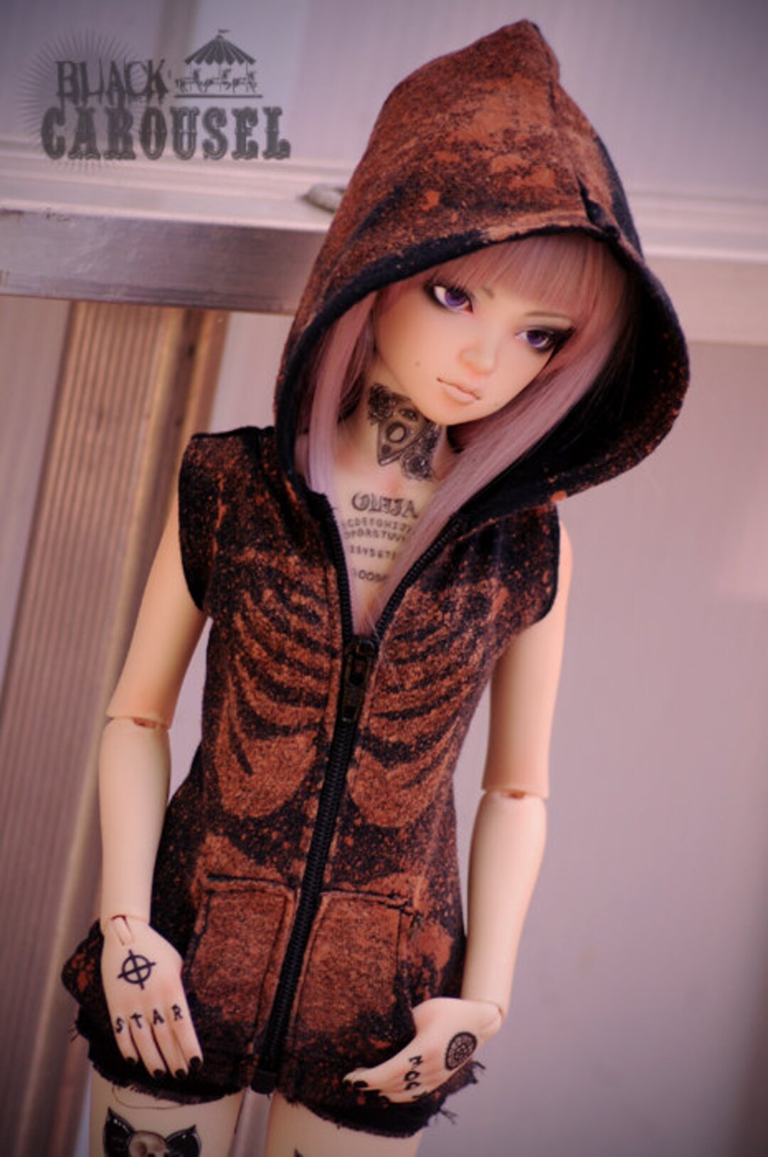 Rusted Skeleton Ribcage Sleeveless Hoodie - Bjd 1/4 1/3 SD13 Msd Boy ...