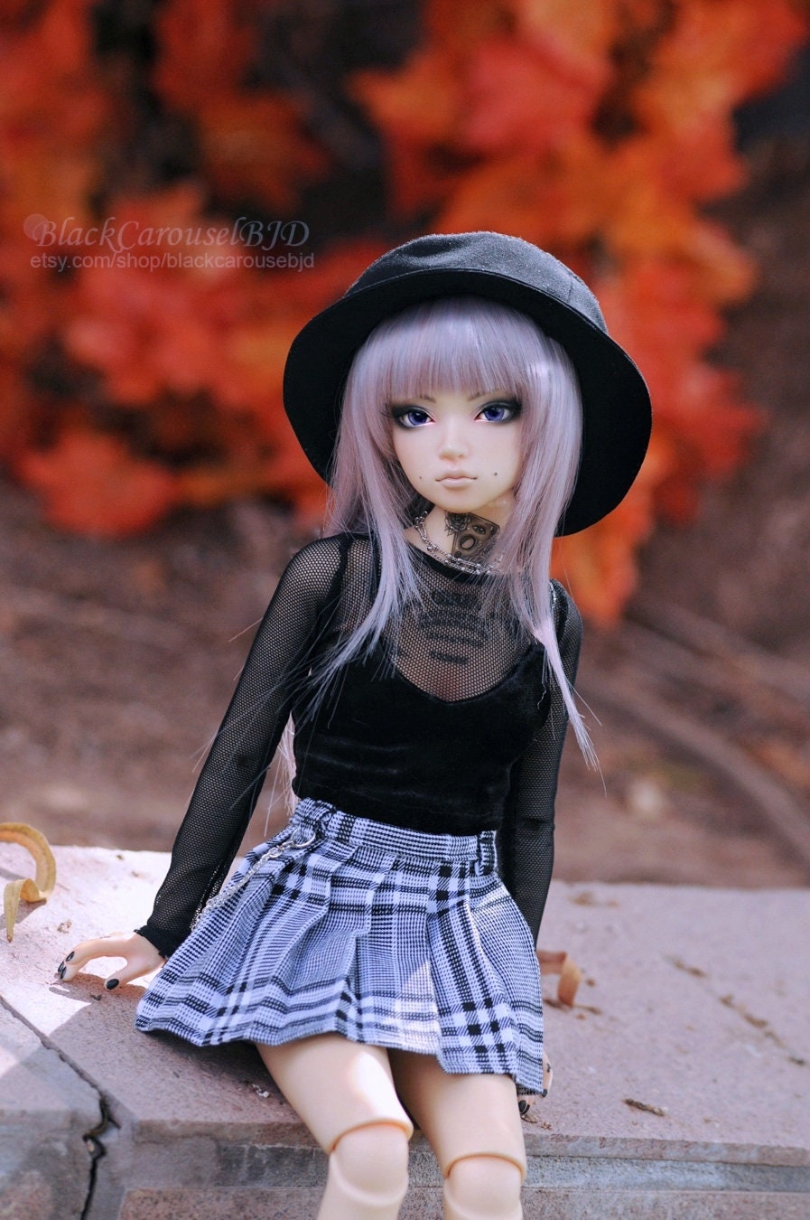 Pleated Grey Plaid Skirt High Waisted Bjd Abjd Ball Jointed Doll ...