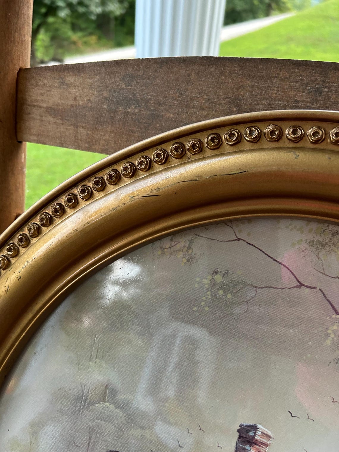 Vintage Syroco 1982 Oval Gold Plastic Picture Frame Cottage in Forest ...