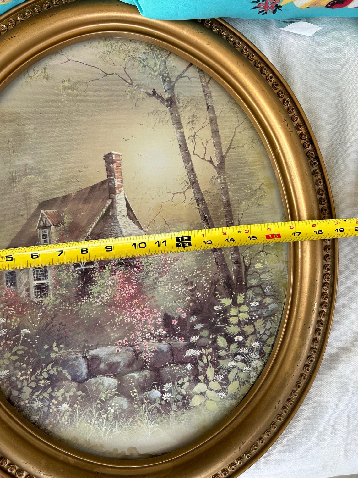 Vintage Syroco 1982 Oval Gold Plastic Picture Frame Cottage in Forest ...