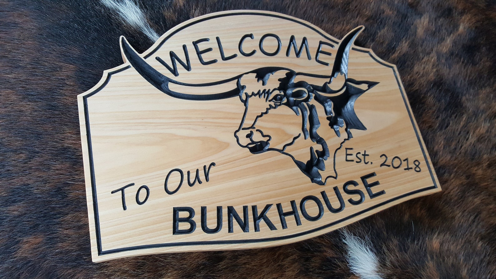 Personalized Longhorn Sign/plaque Carved Wood Hand Painted - Etsy