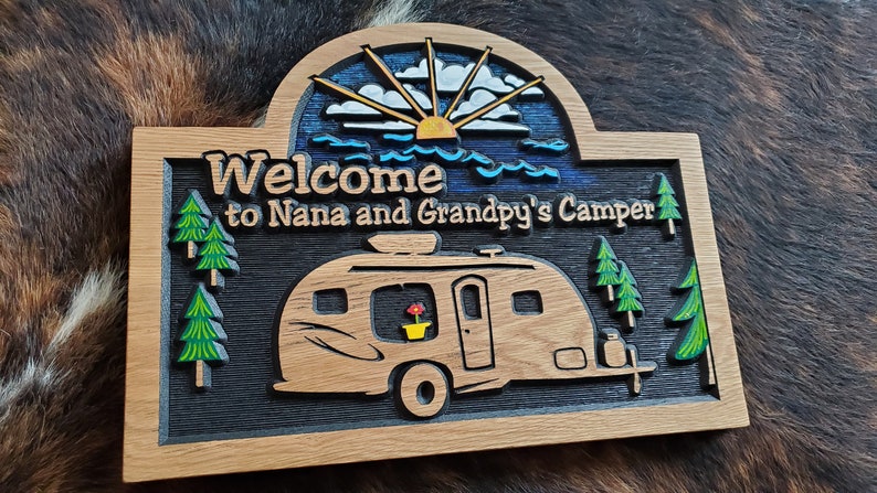 5th Wheel RV Sign - Camping Life is Good - Carved Wood Hand Painted ...