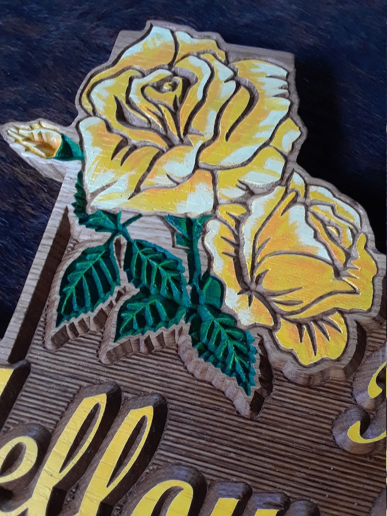 The Yellow Rose of Texas Hand Painted With Care Carved Wood - Etsy