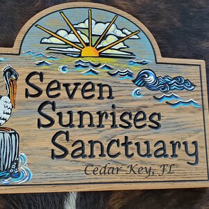 Personalized Beach House or Island House Carved Wood Sign - Pelican - Etsy
