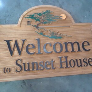 Personalized Welcome / Address Sign Featuring a Beautiful Cypress Tree ...