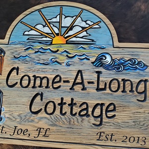 Personalized Beach House or Island House Carved Wood Sign - Pelican - Etsy