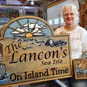 Personalized Beach House or Island House Carved Wood Sign - Pelican - Etsy