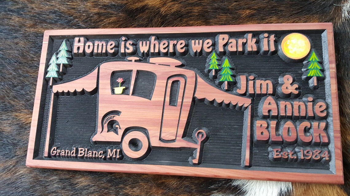 Personalized Pop-up RV Sign, Camper Sign or Tiny House. Carved Wood ...