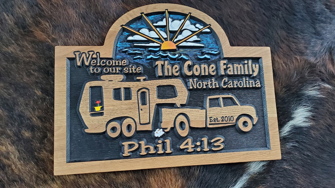 5th Wheel RV Sign - Camping Life is Good - Carved Wood Hand Painted ...
