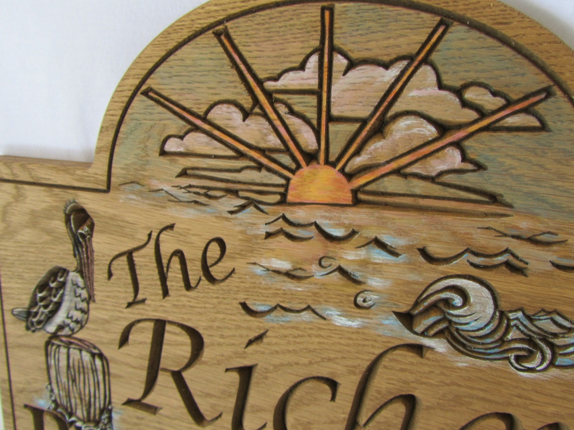 Personalized Beach House or Island House Carved Wood Sign | Etsy