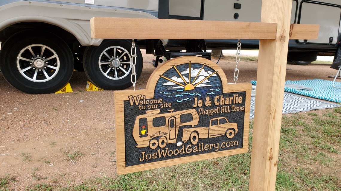 5th Wheel RV Sign - Camping Life is Good - Carved Wood Hand Painted ...