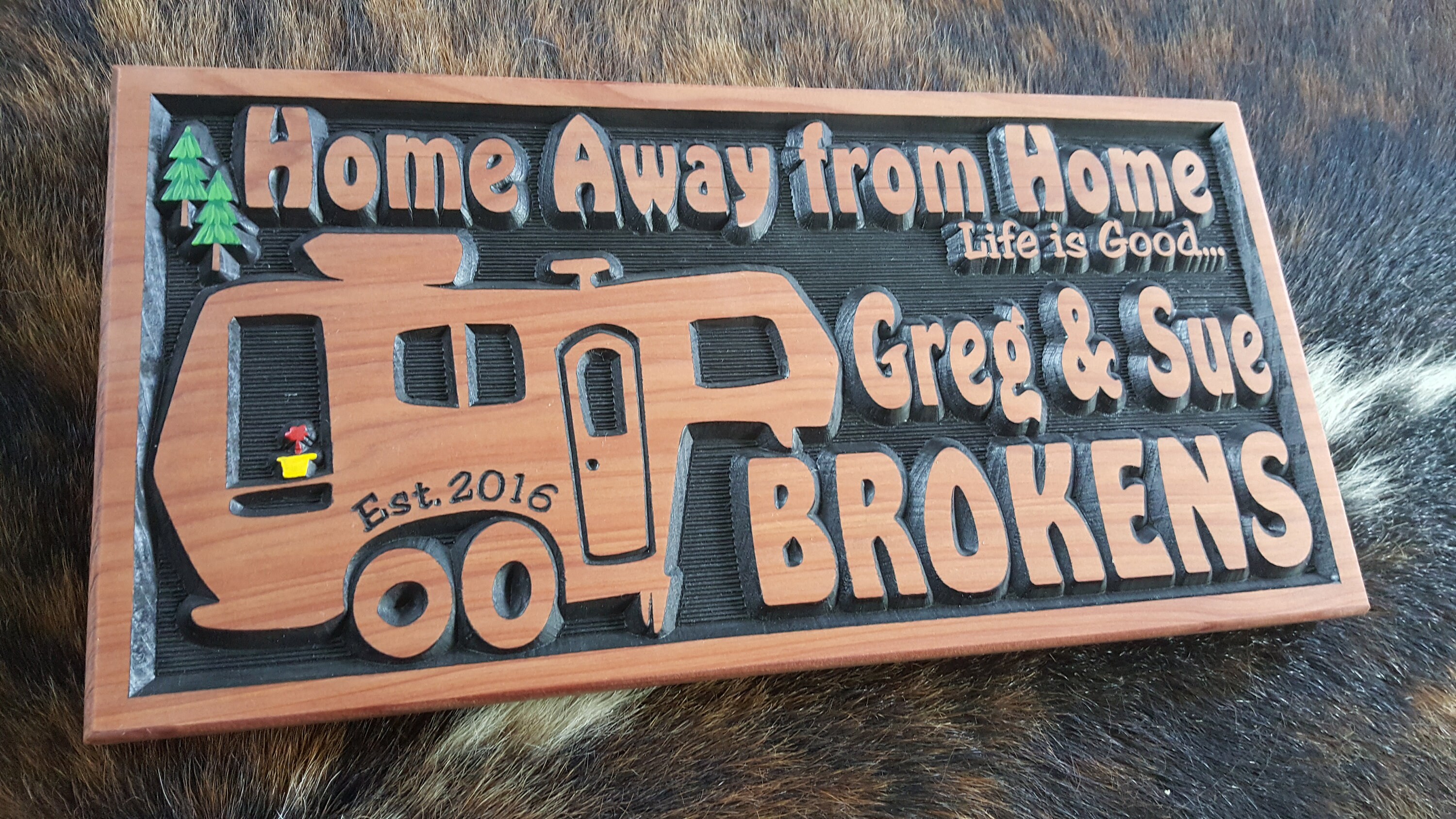 5th Wheel RV Sign - Camping Life is Good - Carved Wood Hand Painted ...
