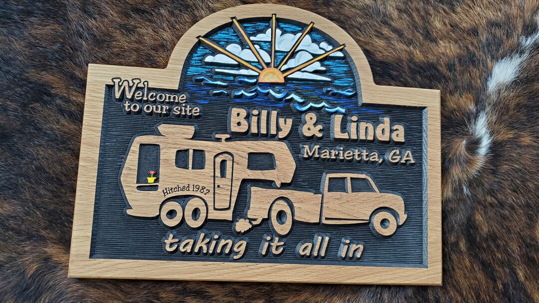 5th Wheel RV Sign - Camping Life is Good - Carved Wood Hand Painted ...