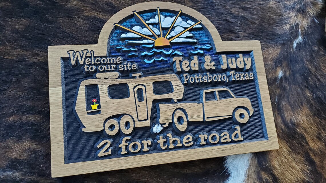 5th Wheel RV Sign - Camping Life is Good - Carved Wood Hand Painted ...