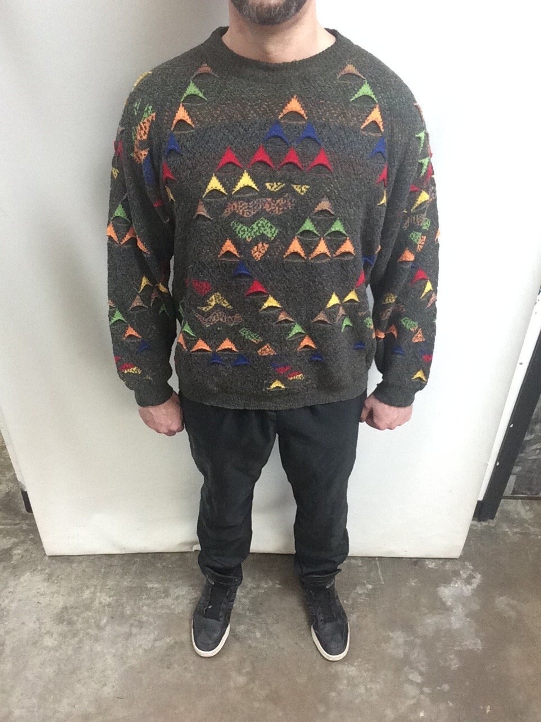Vintage 90s Coogi INSPIRED Biggie Smalls Style Picasso Type Bright ...