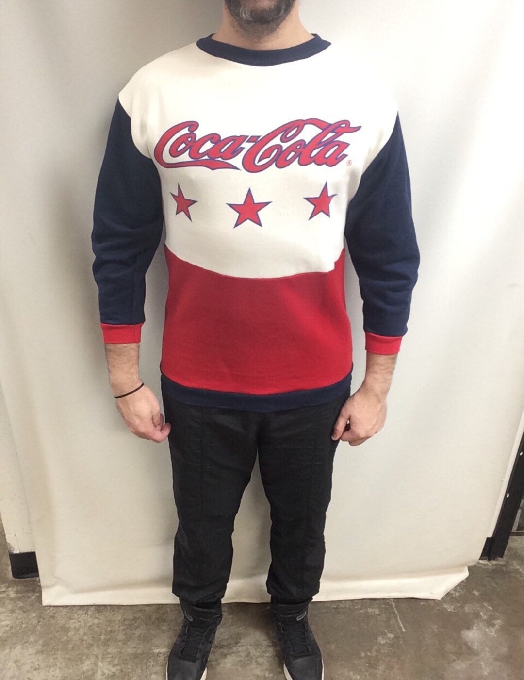Vintage 90's Original Coca-cola Soda Company White Navy Blue & Red ...