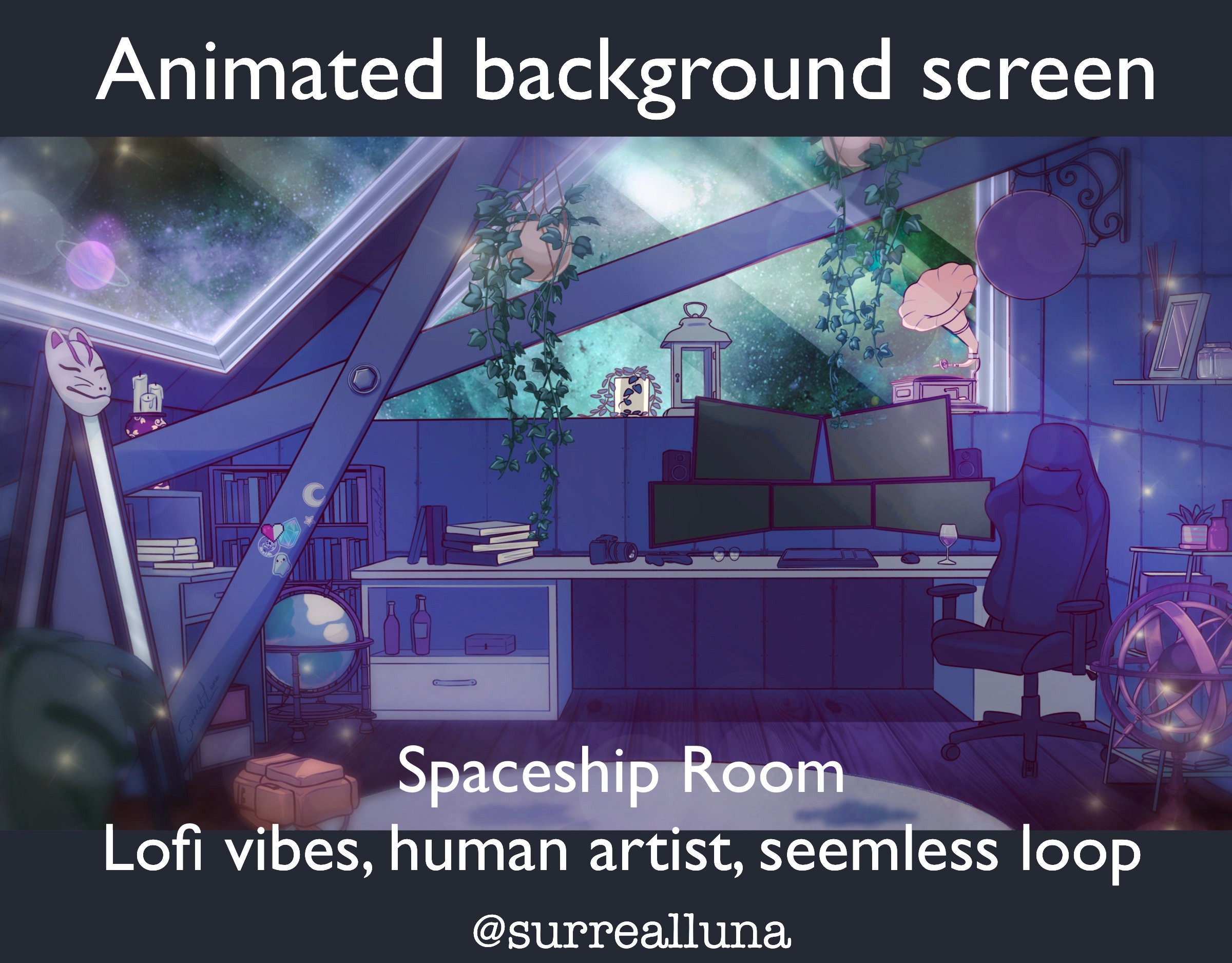 Animated Spaceship Room With Galaxy Background Scene - Space Theme ...