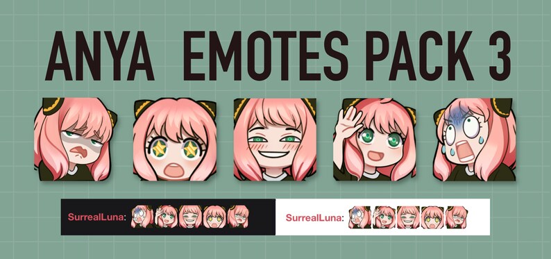 P2U Anya Emote Pack 3 for Twitch | Discord | Youtube - Etsy