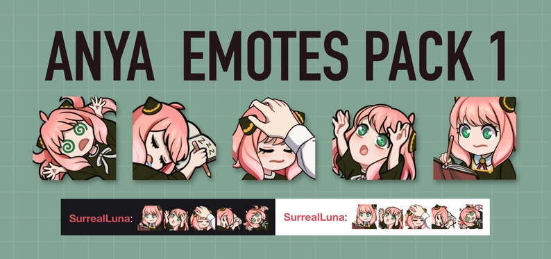 P2U Anya Emote Pack 1 for Twitch | Discord | Youtube - Etsy