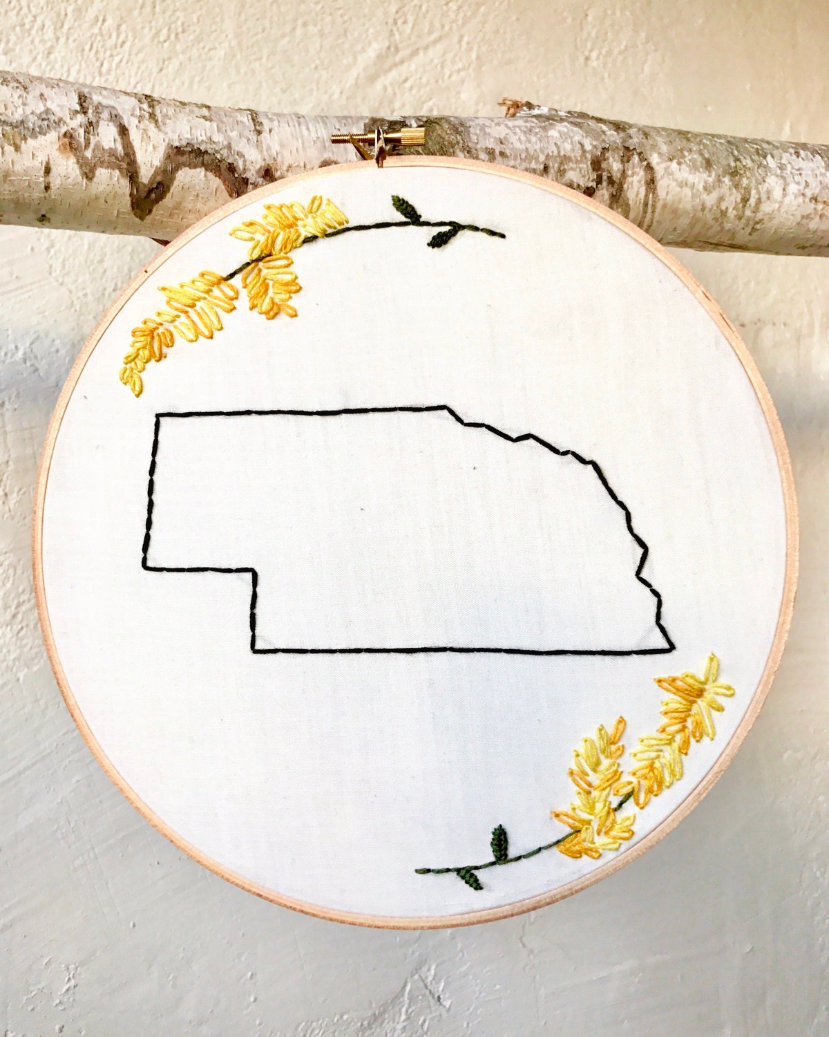 Contour dÉtat Broderie Florale Accrochage mural - Etsy Canada