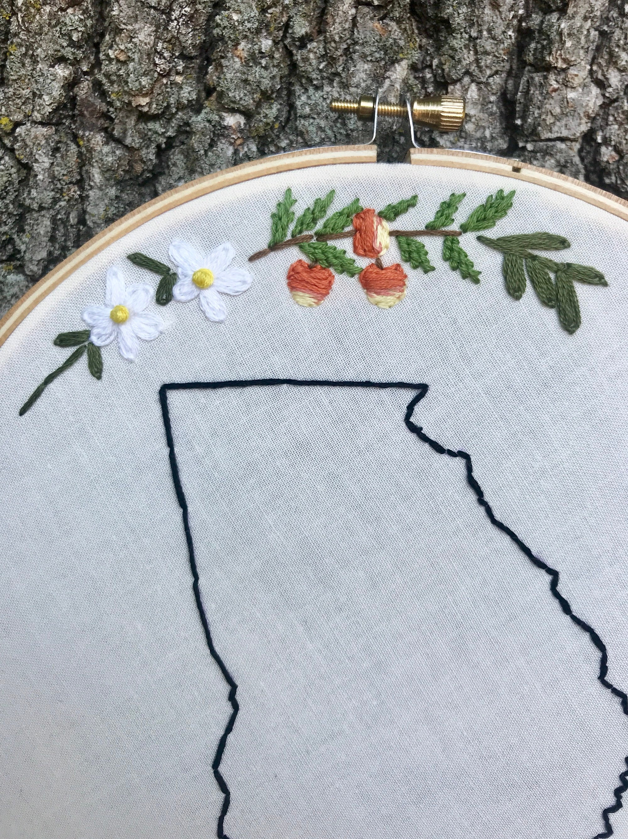 Contour dÉtat Broderie Florale Accrochage mural - Etsy Canada