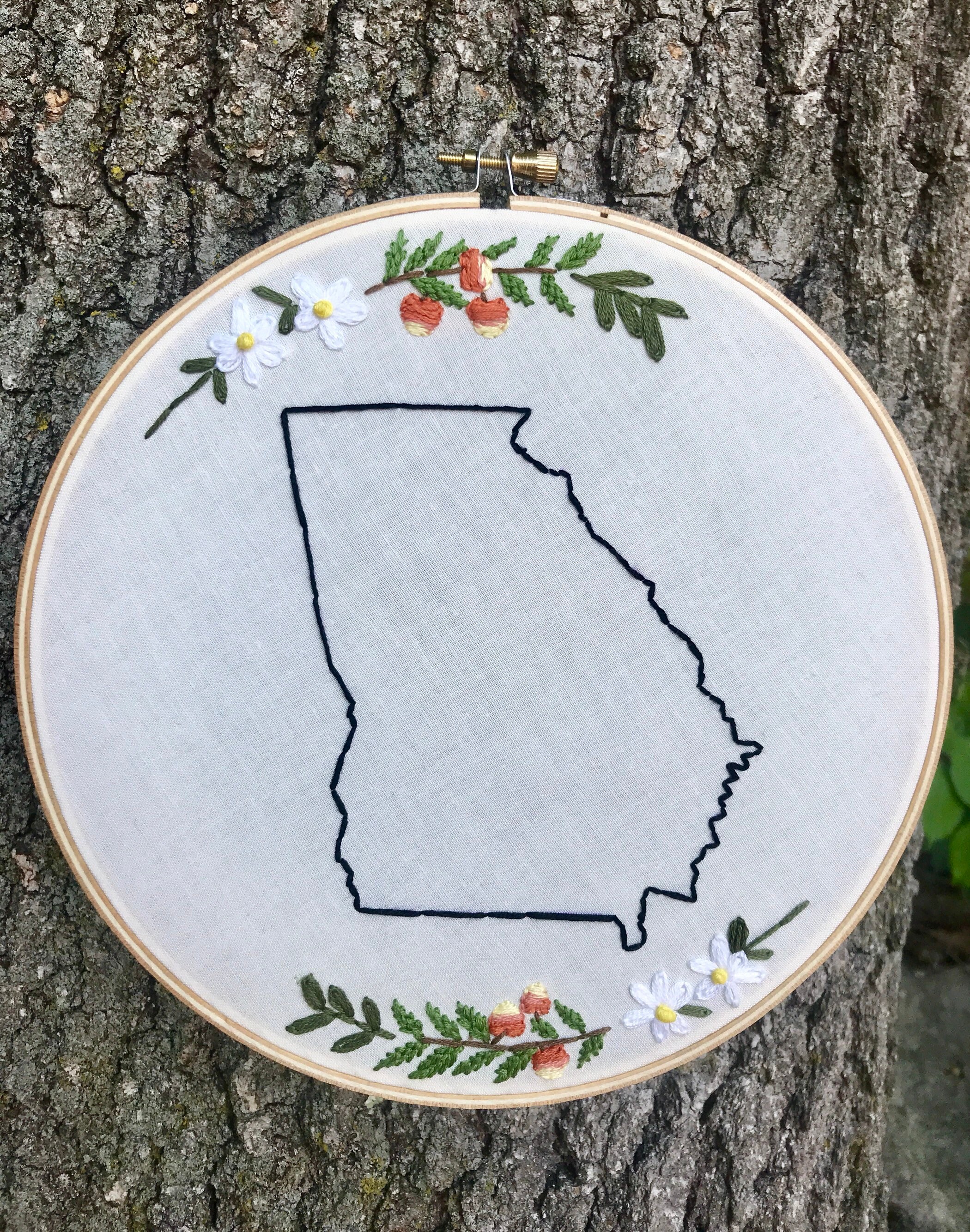 Contour dÉtat Broderie Florale Accrochage mural - Etsy Canada