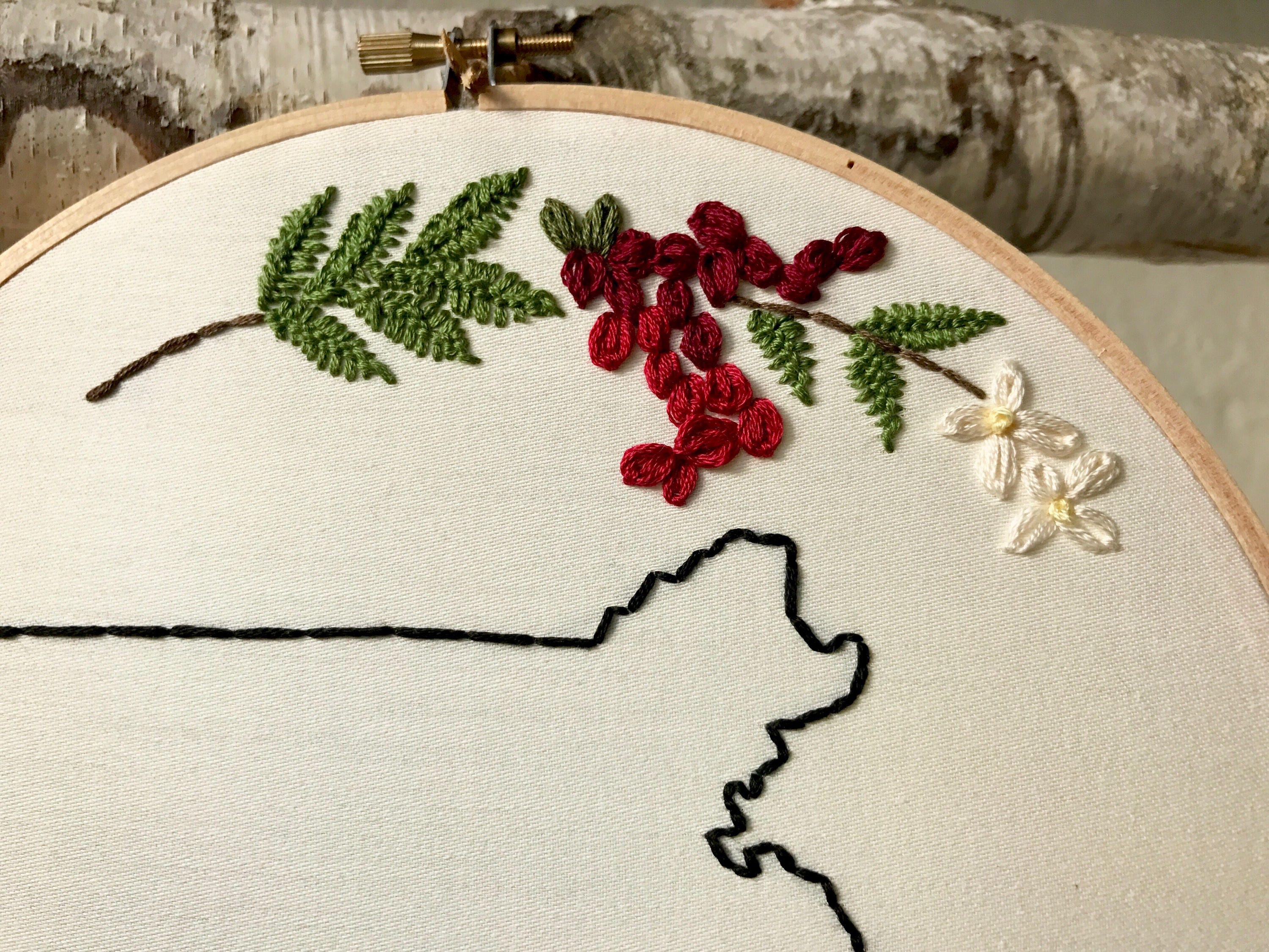 Contour dÉtat Broderie Florale Accrochage mural - Etsy Canada