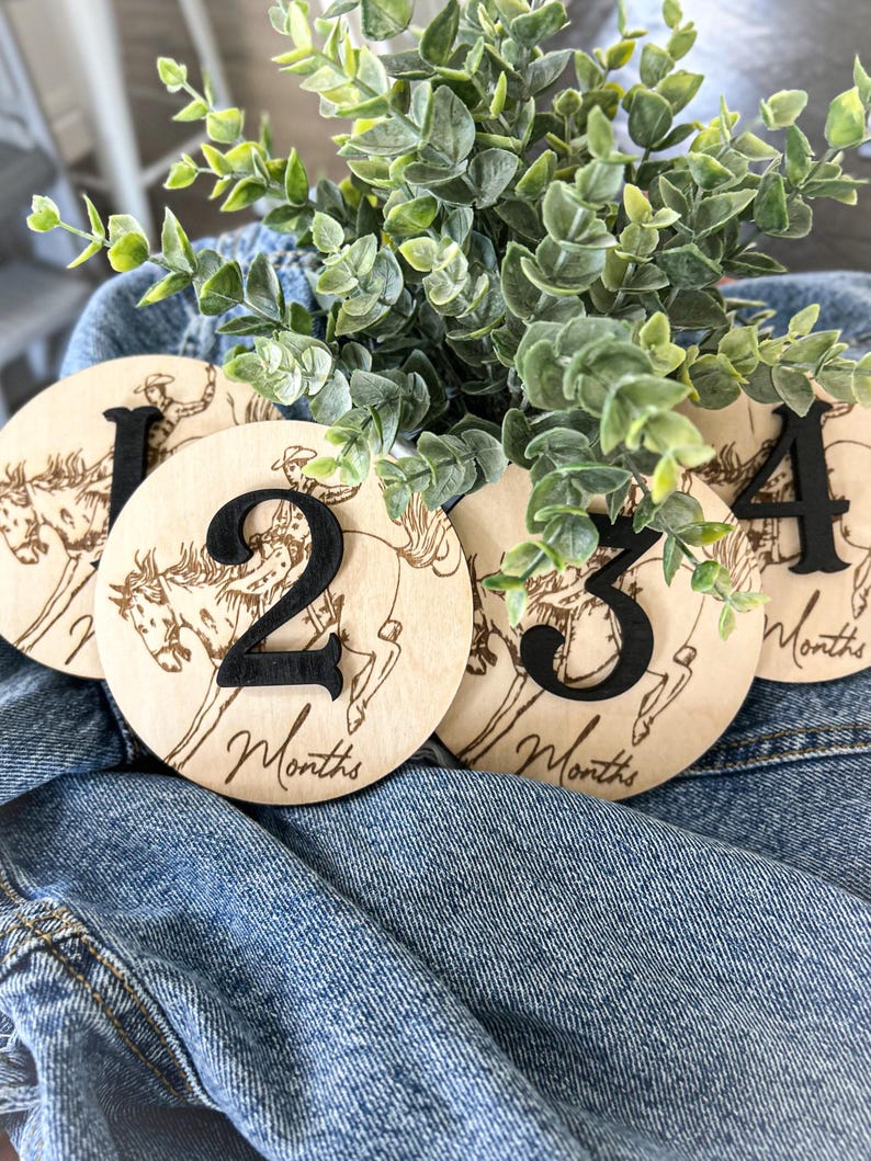 Western Baby Milestone Signs, Engraved Wood, Cowboy Nursery Decor - Etsy