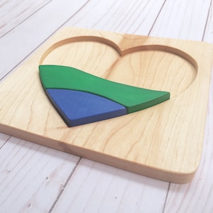 Rainbow Heart Puzzle, Wooden Puzzle, Gift for Kids, Montessori Material ...
