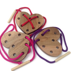 Wooden Lacing Toy, Heart Lacing Card, Valentines Gift for Kids ...