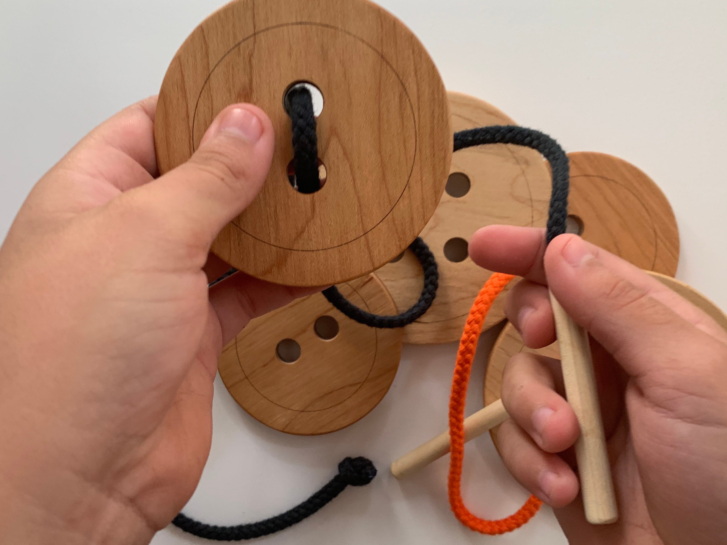 Wooden Buttons Lacing Toy, Montessori Materials, Gifts for Kids, Fine ...