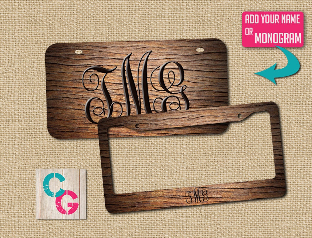 Woodgrain License, Rustic License, Custom License Plate, Monogram ...