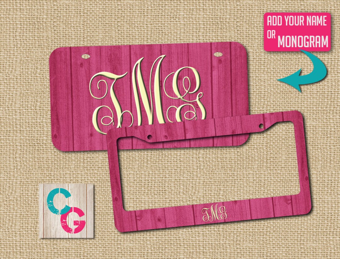 Pink License Plate, Pink License, Custom License Plate, Monogram ...