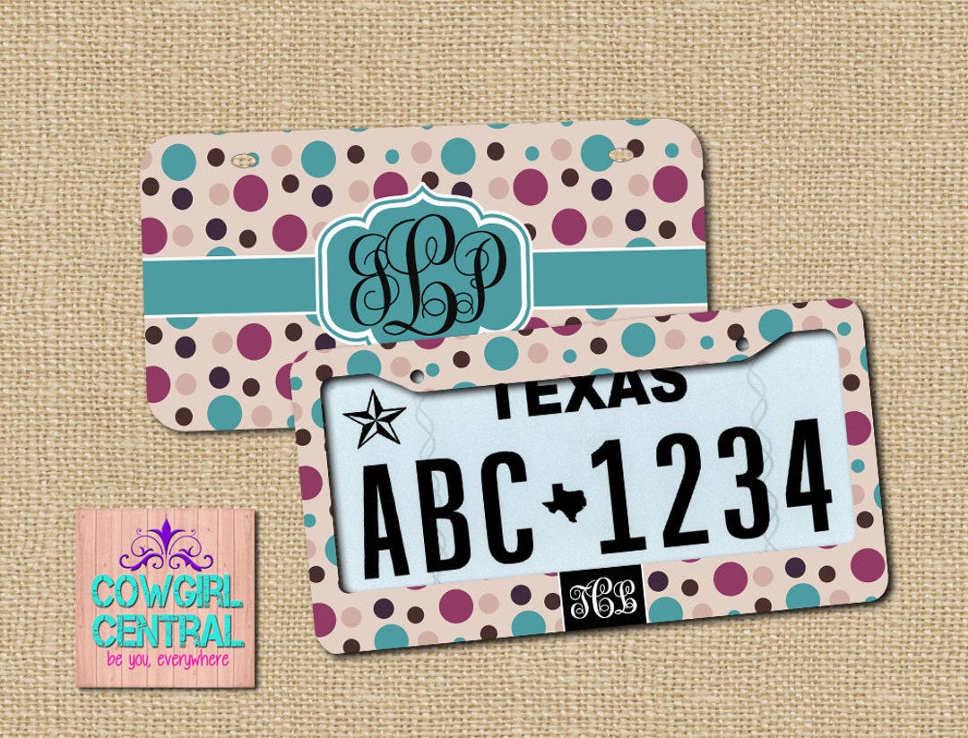 Polka Dot License, Monogram License, Polka Dot Gift, Sweet 16, Car Art ...