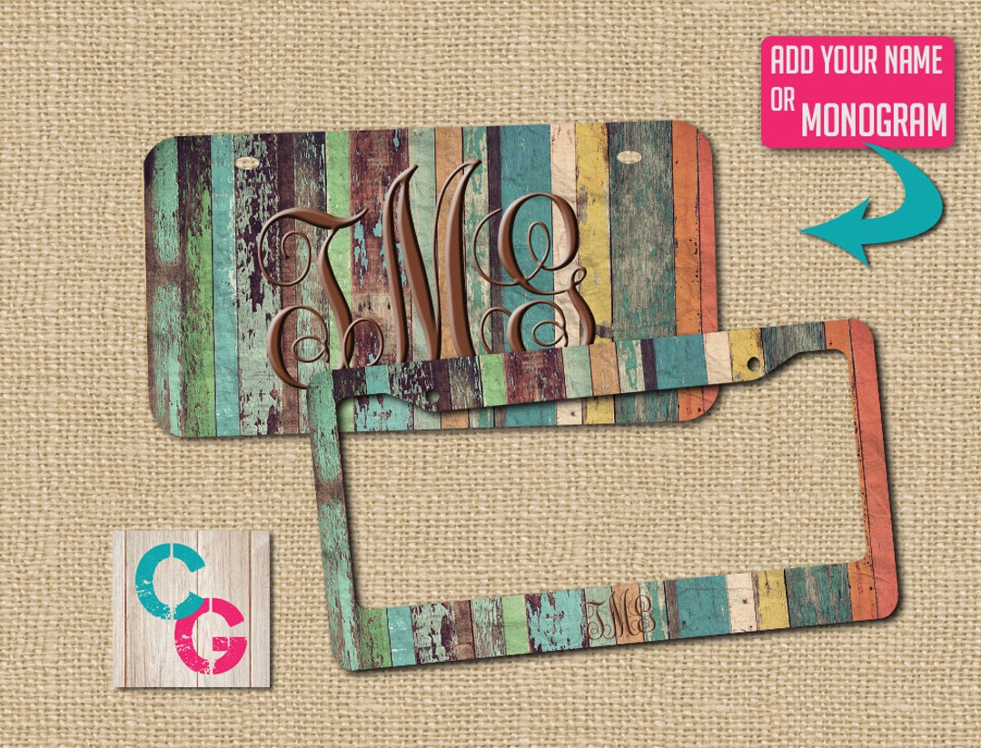 Rustic License,custom License Plate, Monogram License Plate Frame ...